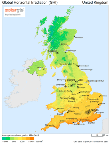 Solar PV Energy Potential Map of the UK | British Business Energy